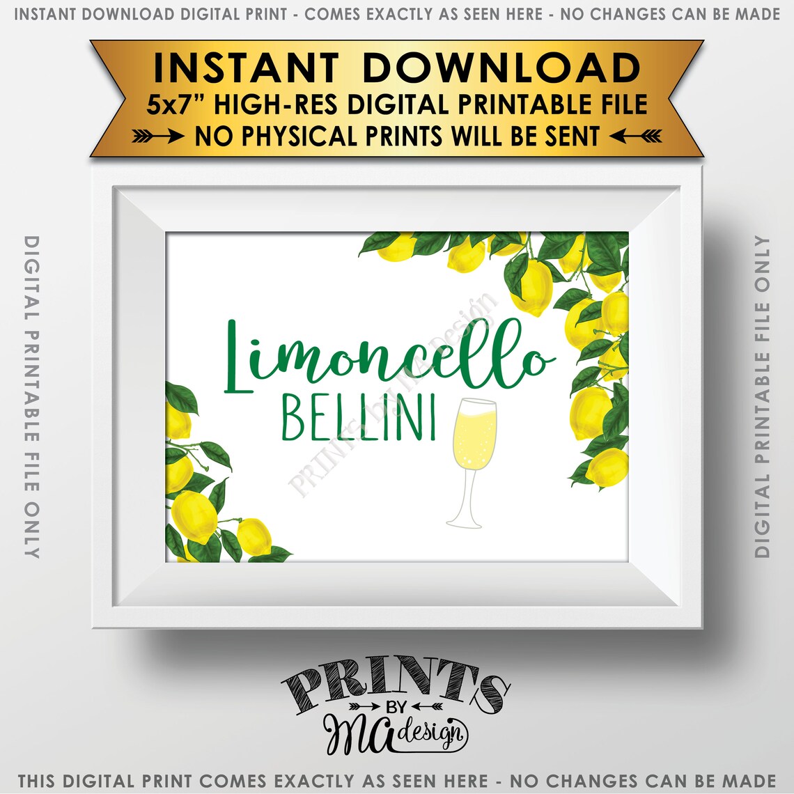 Limoncello Bellini Sign, Limoncello Drink, Lemon Themed Party, Italian ...