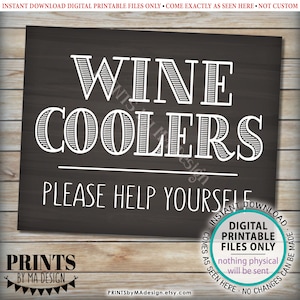 Beverage Signs, Please Help Yourself to Water, Soda, Beer, Wine Coolers ...