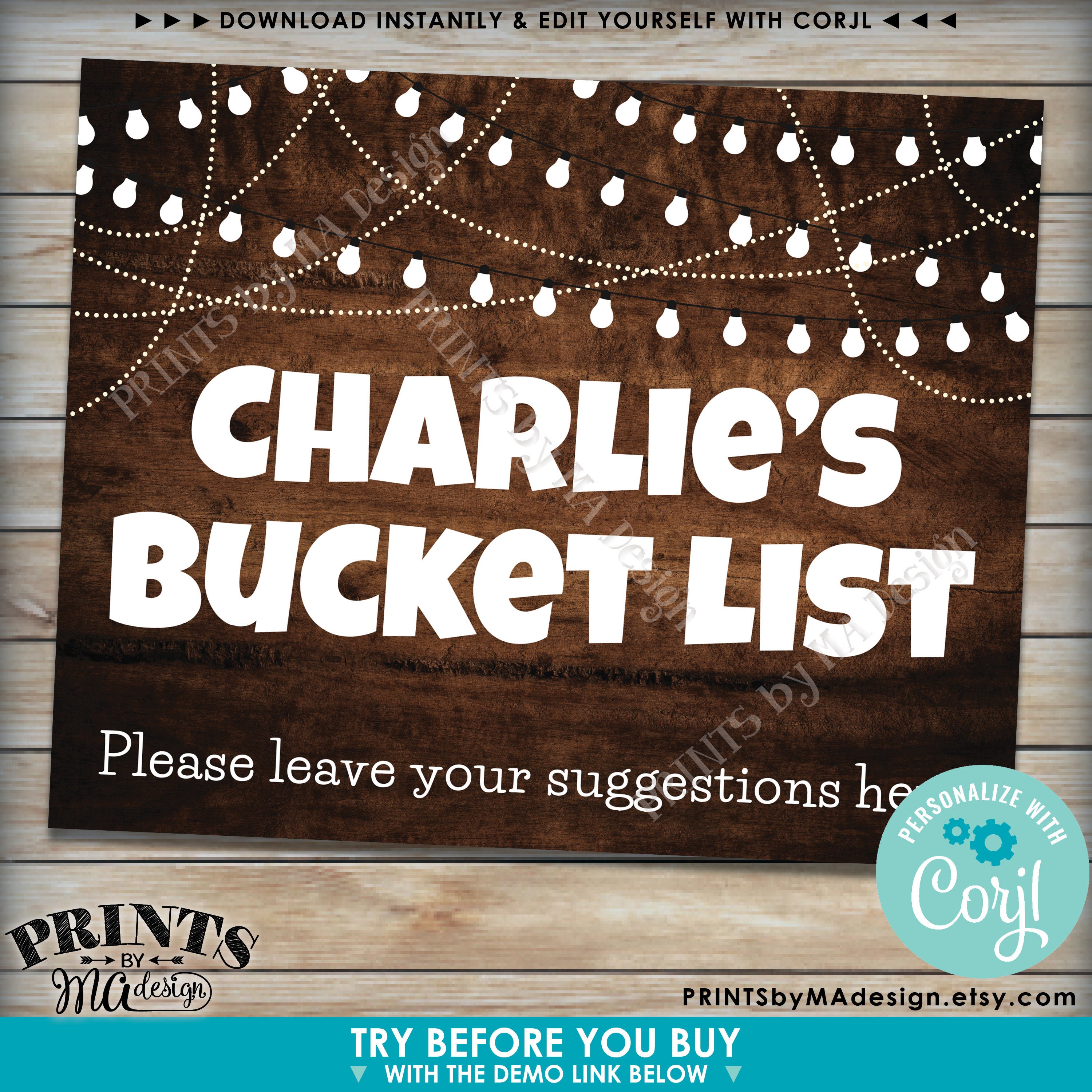 Editable Bucket List Sign Share Your Suggestions Here Custom - Etsy