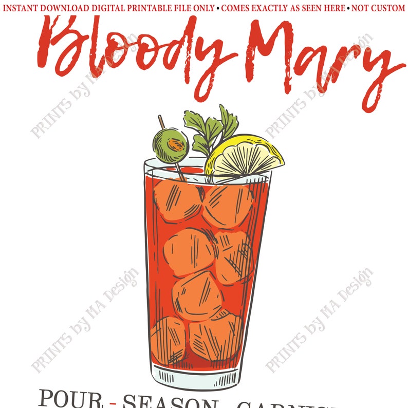 Bloody Mary Sign Make Your Own Bloody Mary Pour Season - Etsy