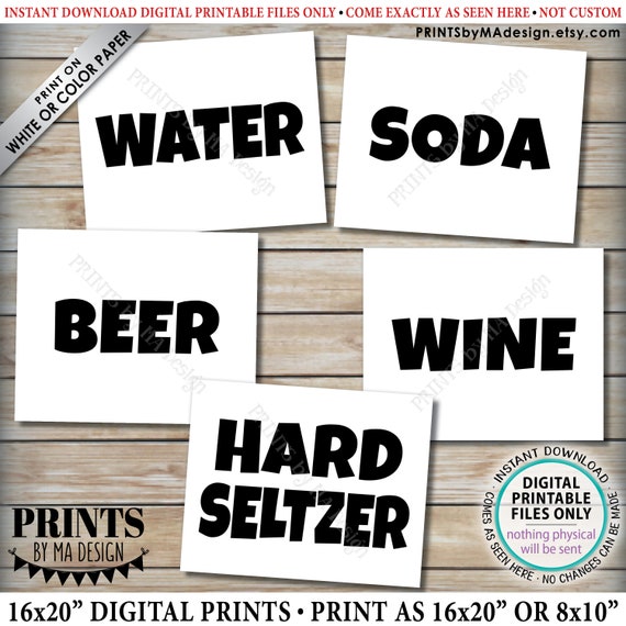 Beverage Signs Drink Station Bundle Package Soda Water - Etsy