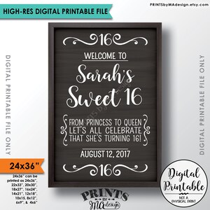 Sweet 16 Welcome Sign, Sweet Sixteen Sign, Sixteenth Birthday, Custom ...