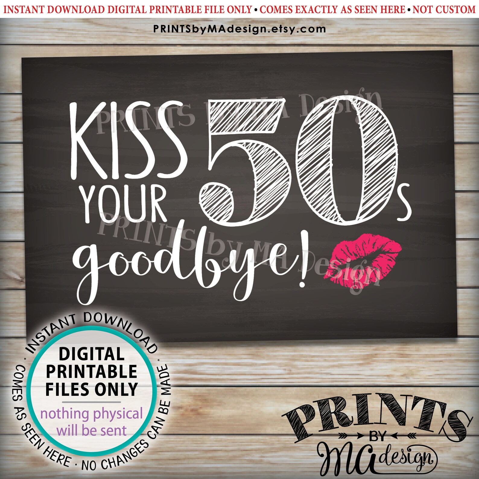 60th Birthday Sign Kiss Your 50s Goodbye Funny 60th Candy - Etsy