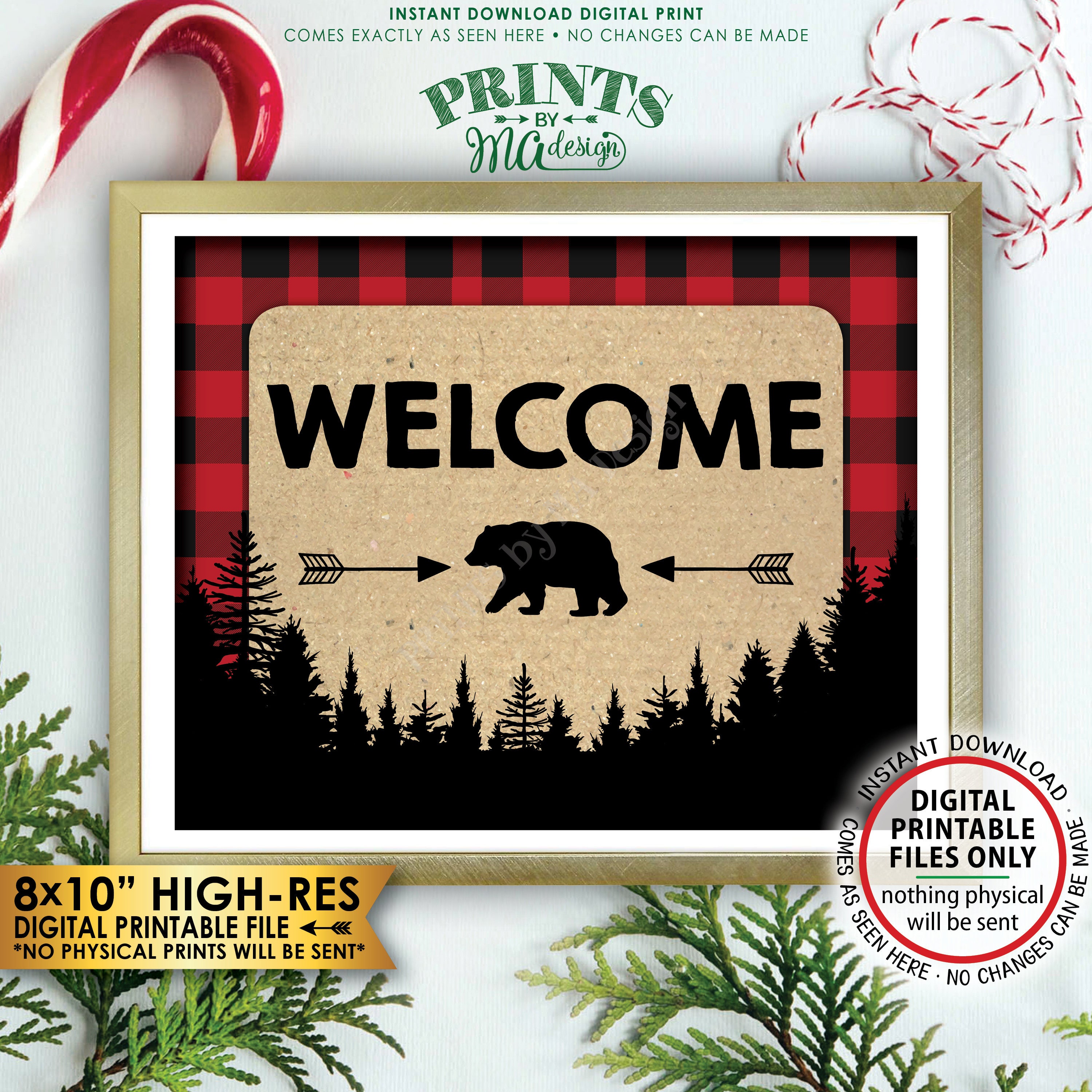 Lumberjack Welcome Sign Welcome Christmas Party Decor Black | Etsy