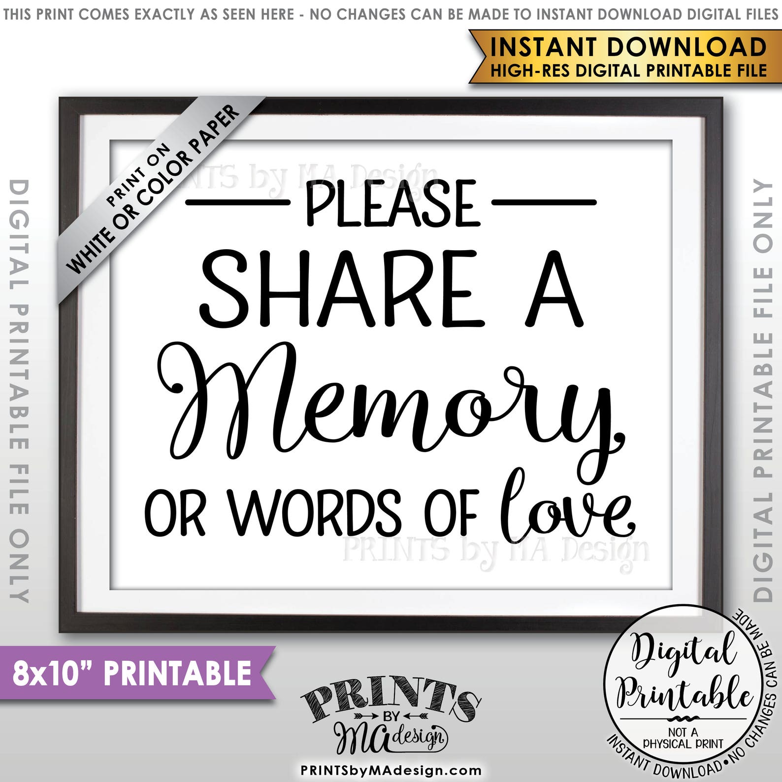 Share a Memory Sign Share Memories Please Write a Memory | Etsy