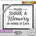 Share a Memory Sign, Share Memories, Please Write a Memory, Graduation ...