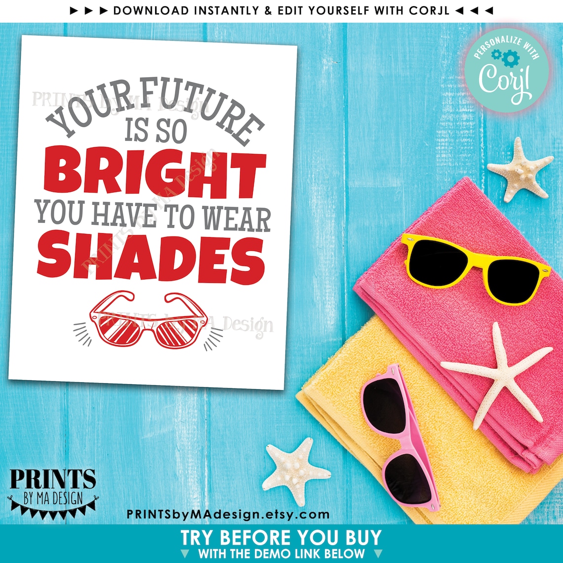 Future is so Bright Have to Wear Shades Editable Sunglasses - Etsy