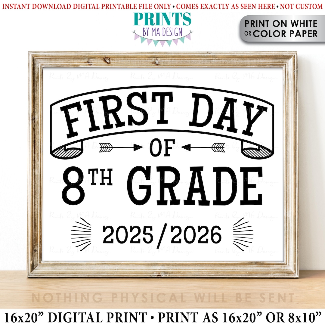 First Day of School Sign, Eighth Grader, Starting 8th Grade, 2025-2026 ...