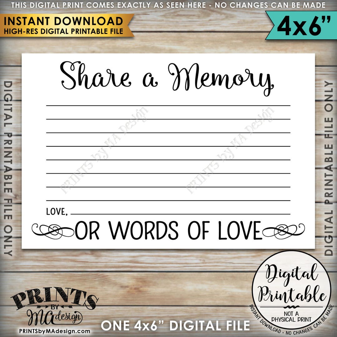 Share a Memory Card, Share Memories, Write a Memory, Please Leave a ...