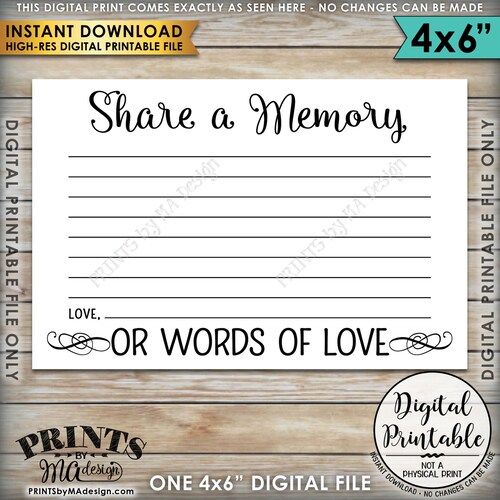Share a Memory Card Share Memories Write a Memory Please - Etsy