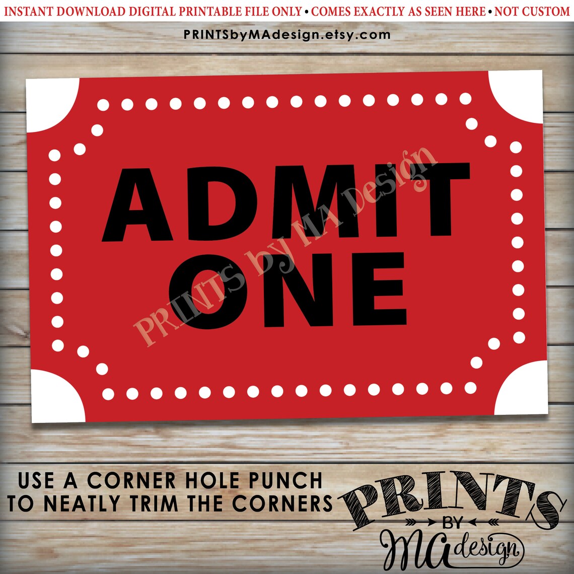 Admit One Carnival Ticket, Circus Ticket, Birthday Party, Halloween ...