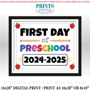 First Day of School Sign, Preschooler, Starting Preschool, Pre-k, 2024 ...