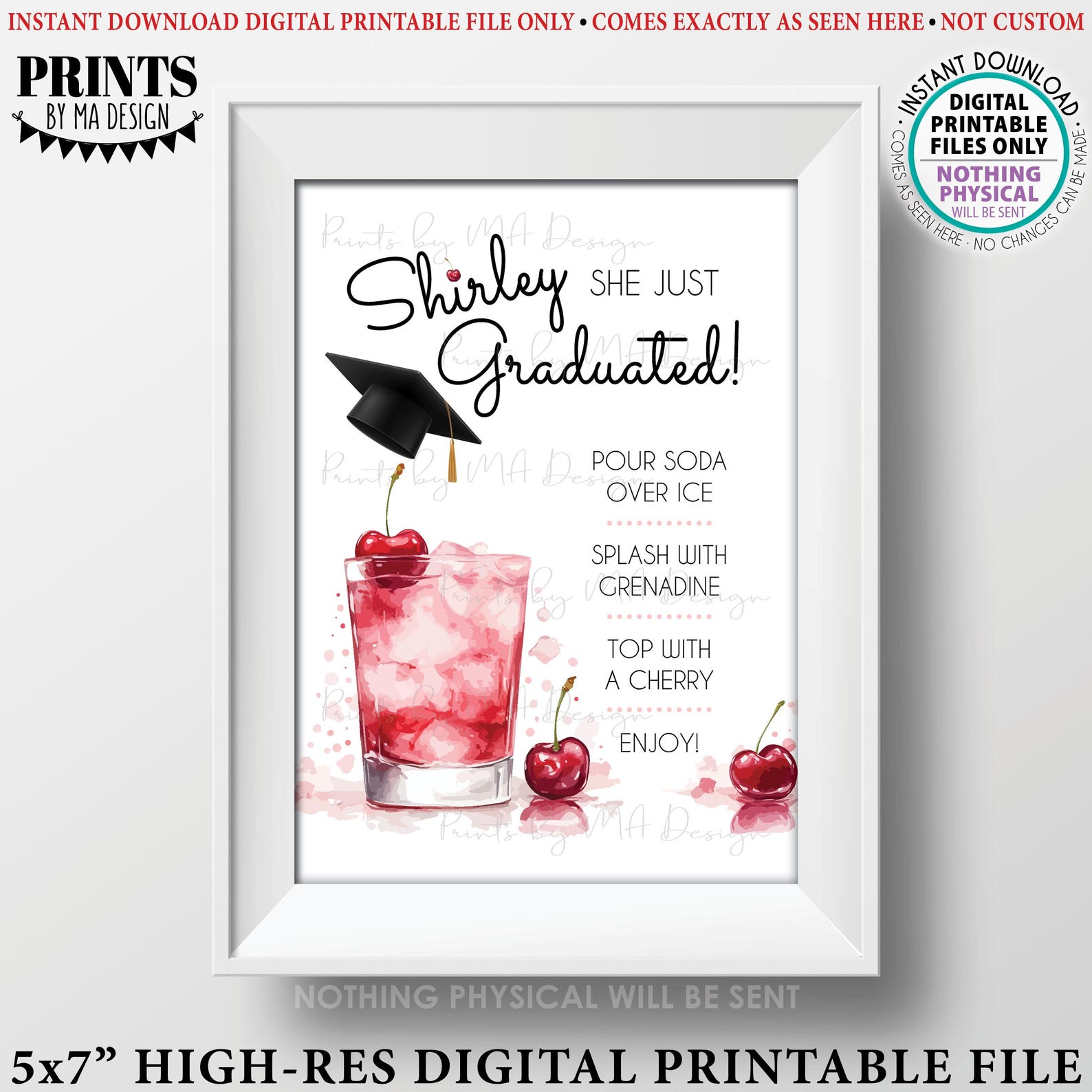Graduation Shirley Temple Sign, Non-alcoholic Bar Menu, Her Signature ...