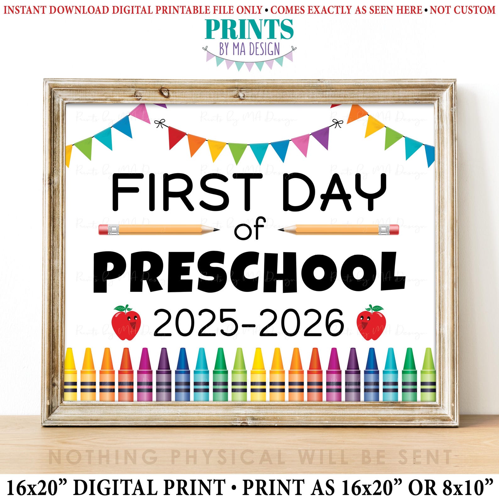 First Day of School Sign, Preschooler Starting Preschool, Pre-k, 2025 ...