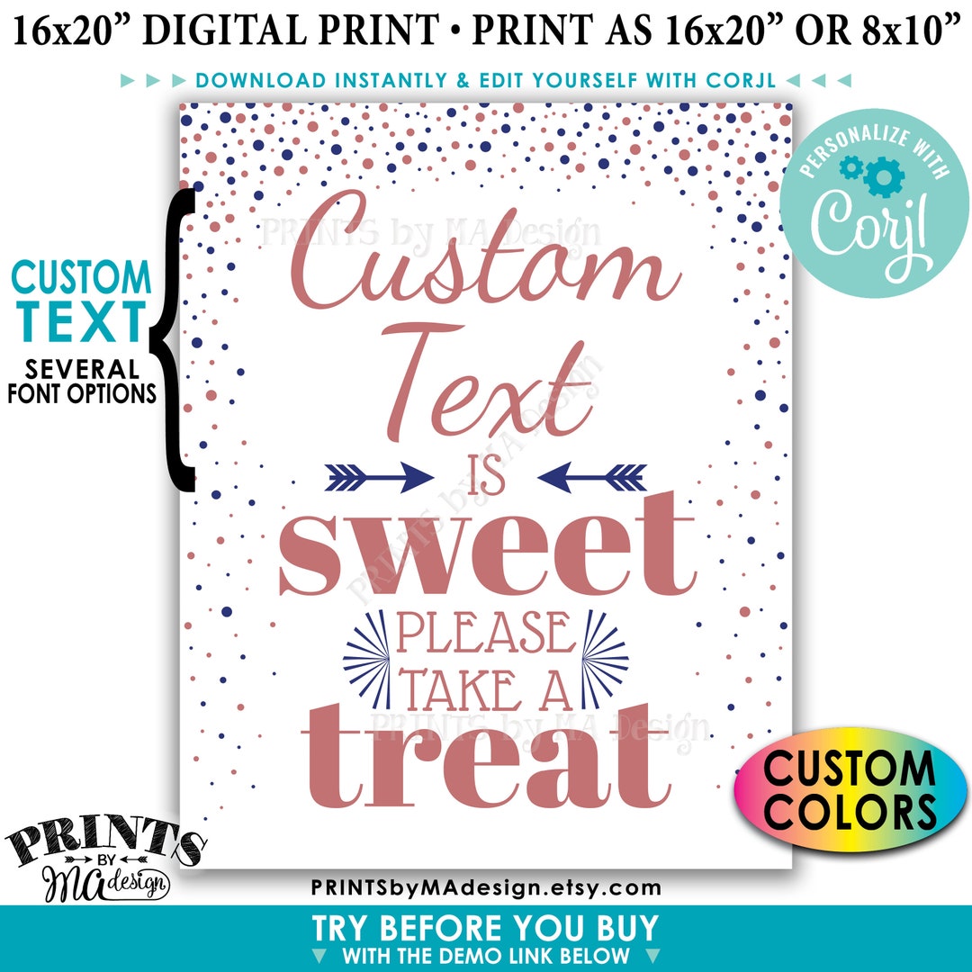 Custom Sweet Treat Sign, Birthday Anniversary Retirement, PRINTABLE ...