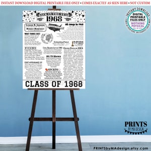 Class of 1968 Reunion Decoration, Back in the Year 1968 Poster Board ...
