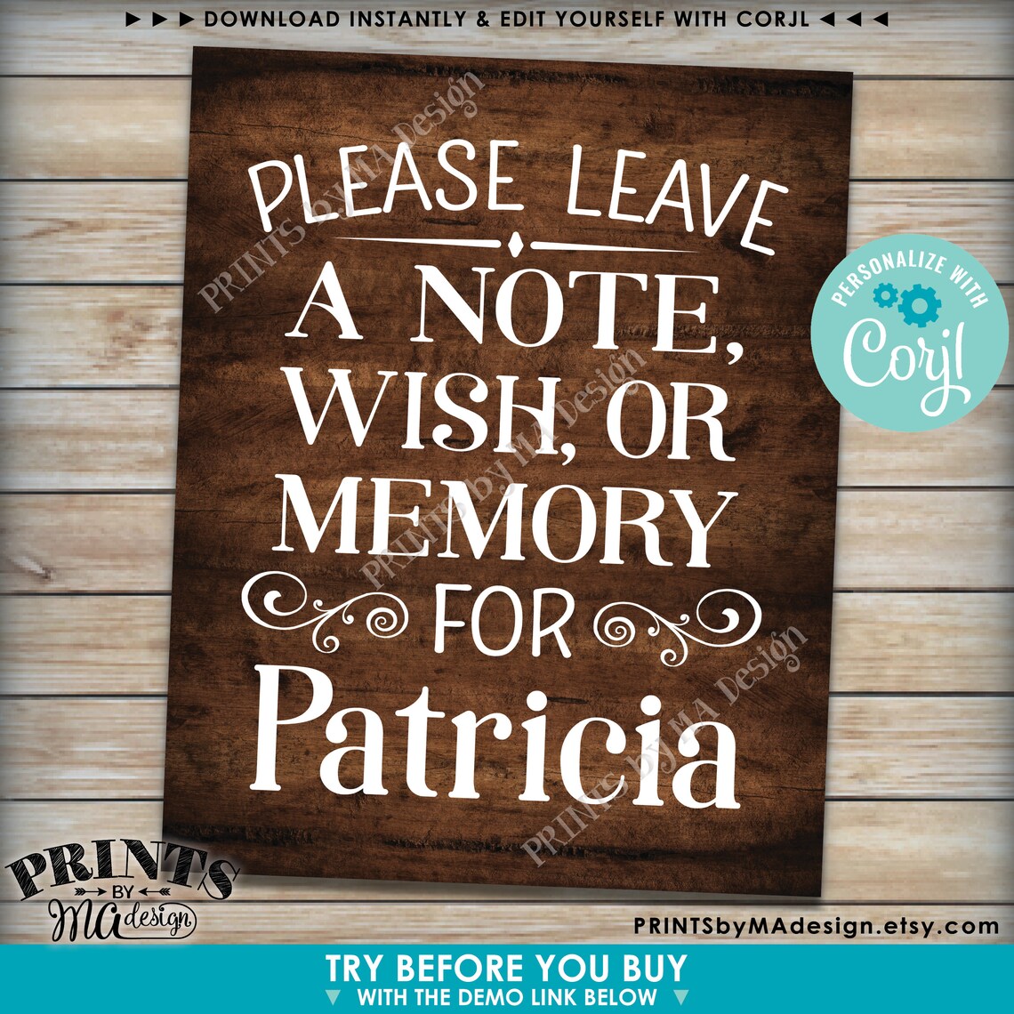 Please Leave a Note Wish or Memory Sign Write a Message Sign | Etsy