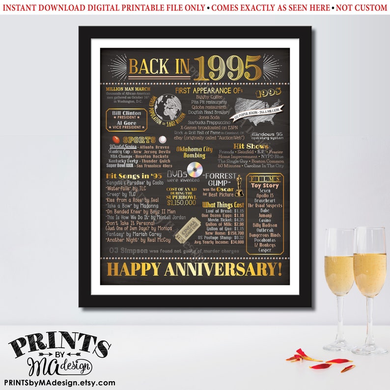 Back in 1995 Anniversary Poster Board Flashback to 1995 - Etsy