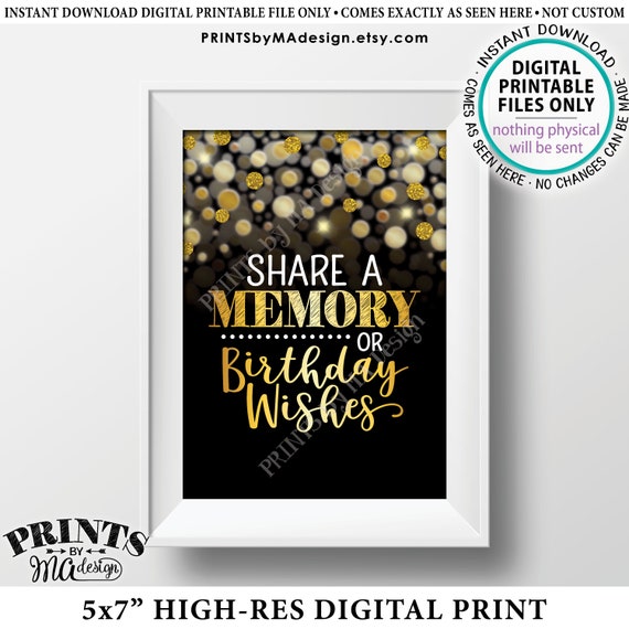 Share a Memory or Birthday Wishes Sign Birthday Party Decor | Etsy