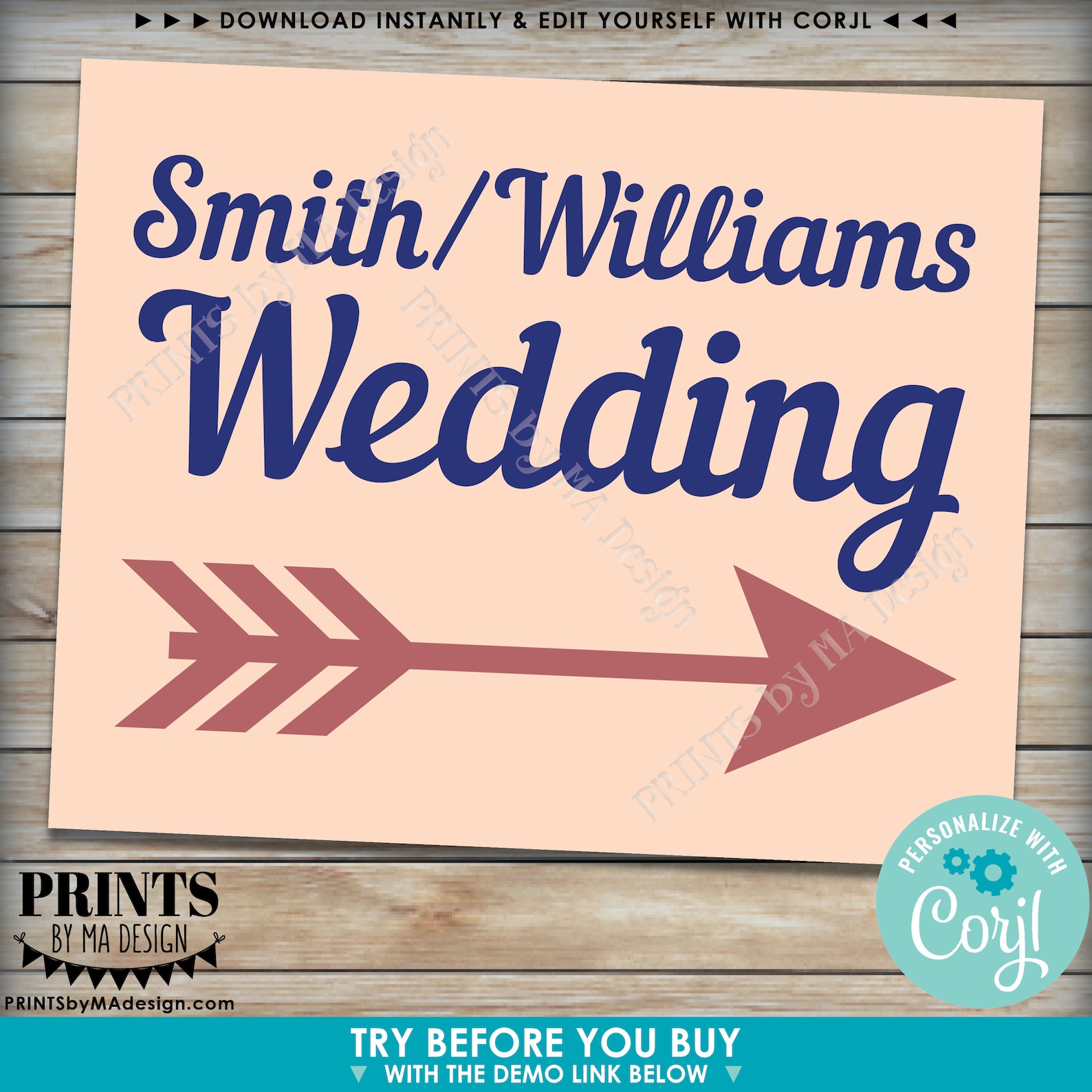 Editable Arrow Sign, Choose Direction Arrow Points, One Custom ...