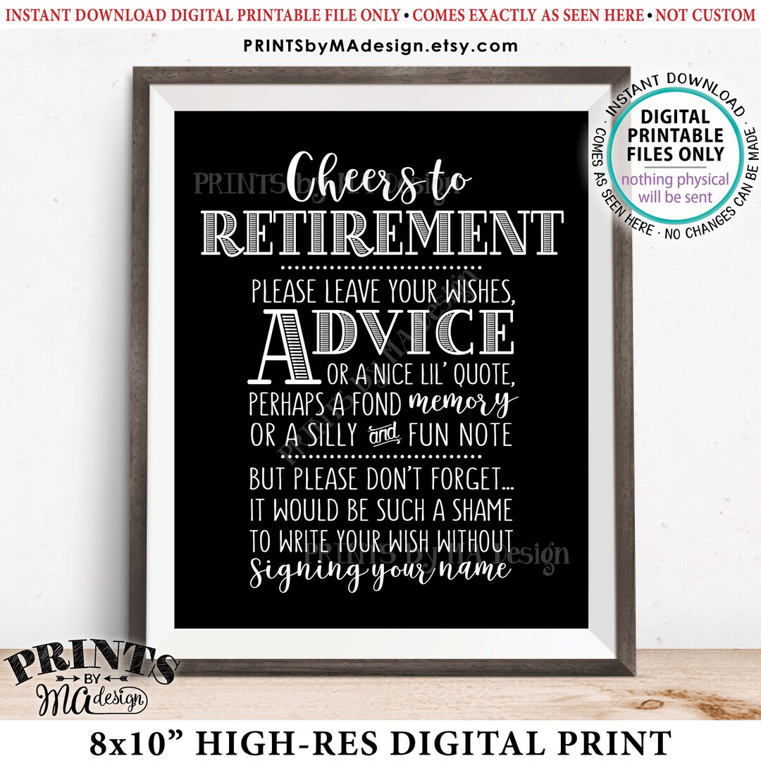 Cheers to Retirement Party Sign, Leave Your Wish or Advice or Memory ...
