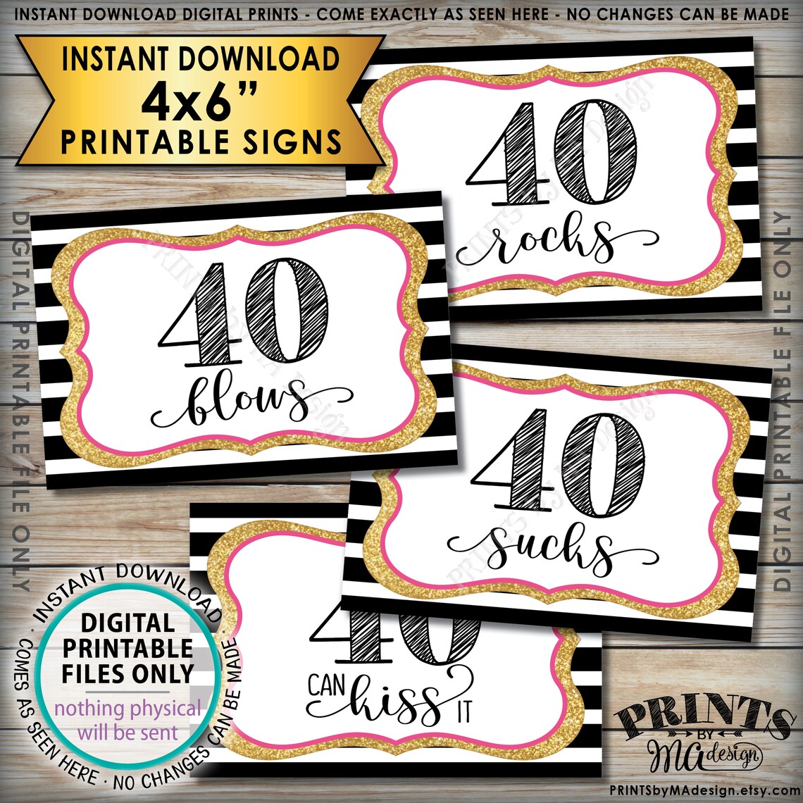 40th Birthday Candy Signs 40 Sucks 40 Rocks 40 Blows 40 Can - Etsy