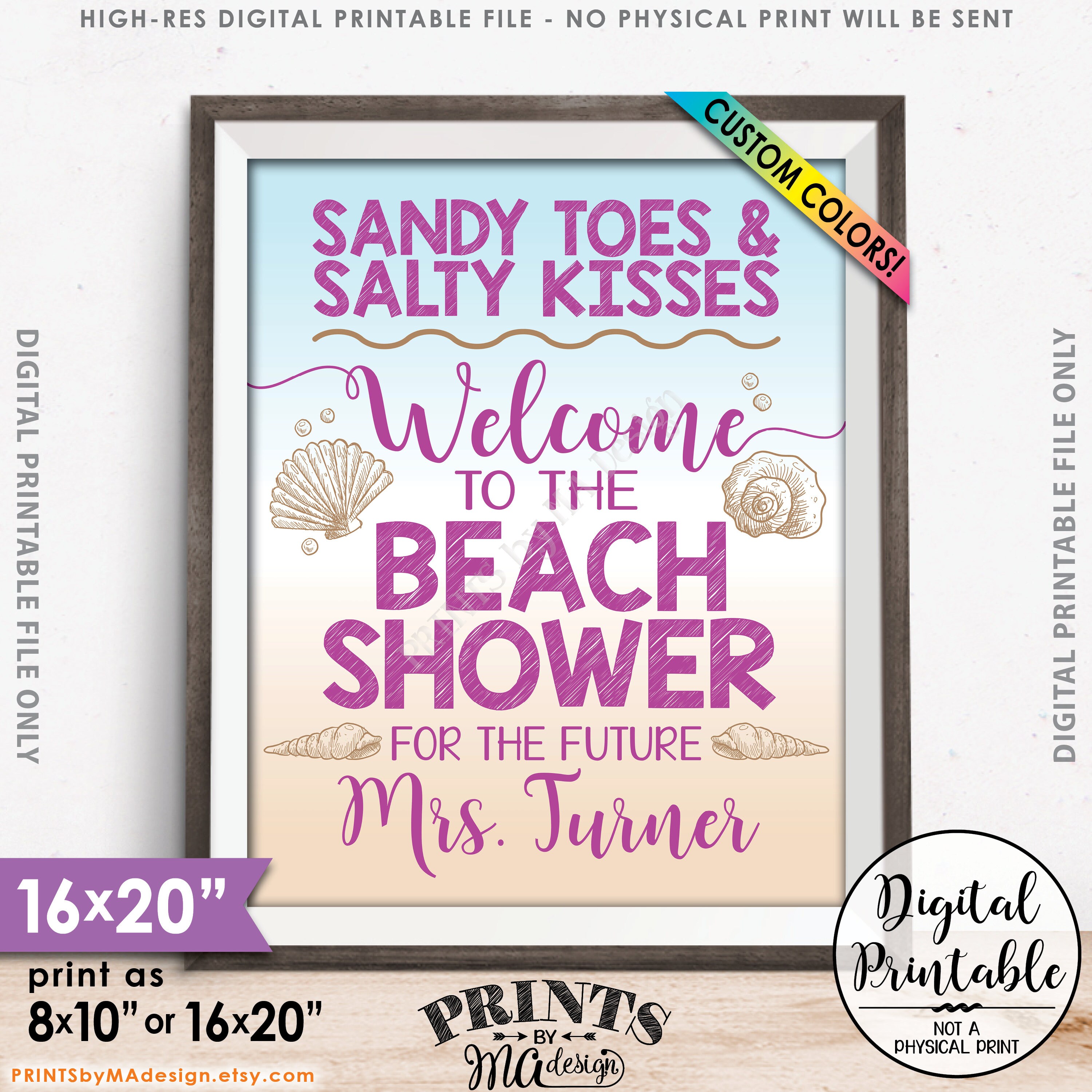 Beach Bridal Shower Sign, Beach Theme Bridal Shower Welcome Beach ...