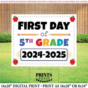 First Day of School Sign, Fifth Grader, Starting 5th Grade, 2024-2025 ...
