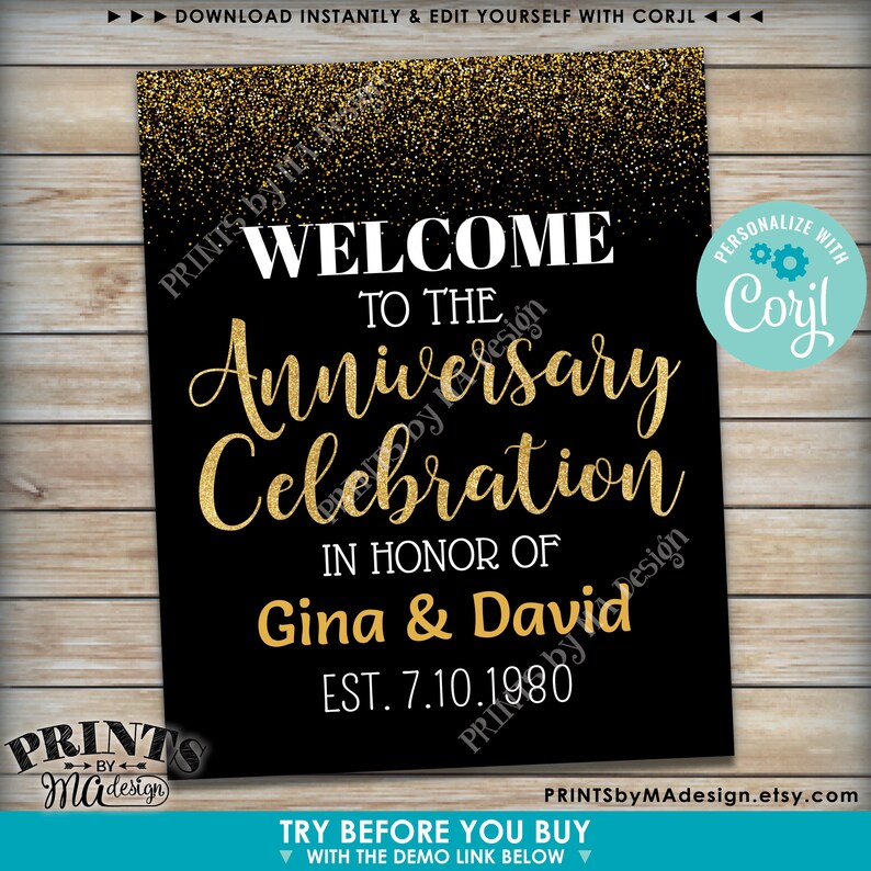 Anniversary Celebration Welcome Sign Wedding Anniversary | Etsy