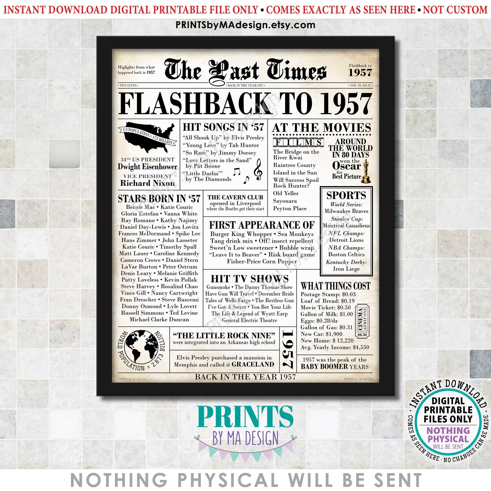 Flashback to 1957 Newspaper Back in the Year '57 USA - Etsy