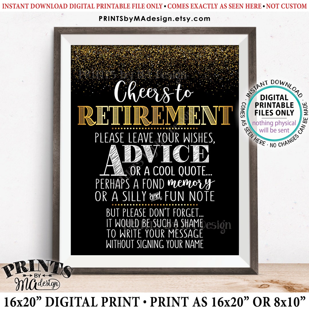 Cheers to Retirement Party Sign, Leave Your Wish, Advice, Memory for ...
