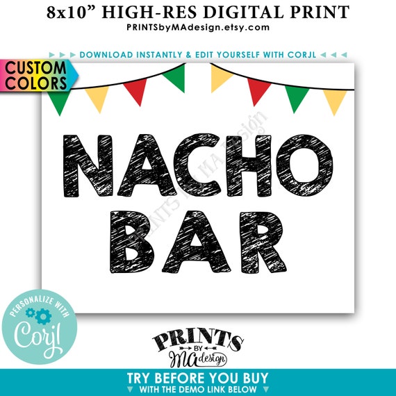 Nacho Bar Sign Nachos Sign With Flags Cinco De Mayo Fiesta - Etsy
