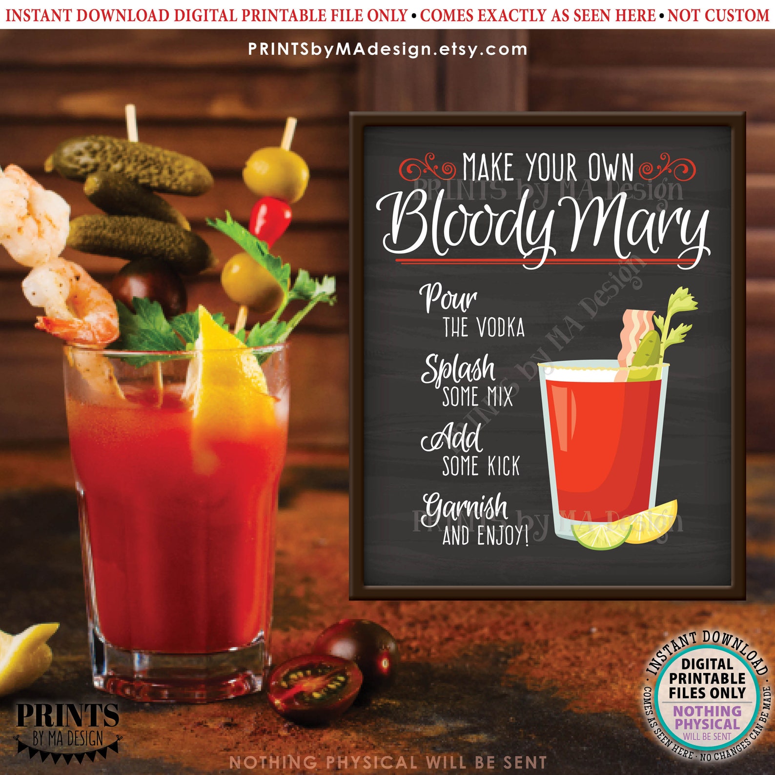 Bloody Mary Sign, Make Your Own Bloody Mary, Wedding Bridal Shower ...