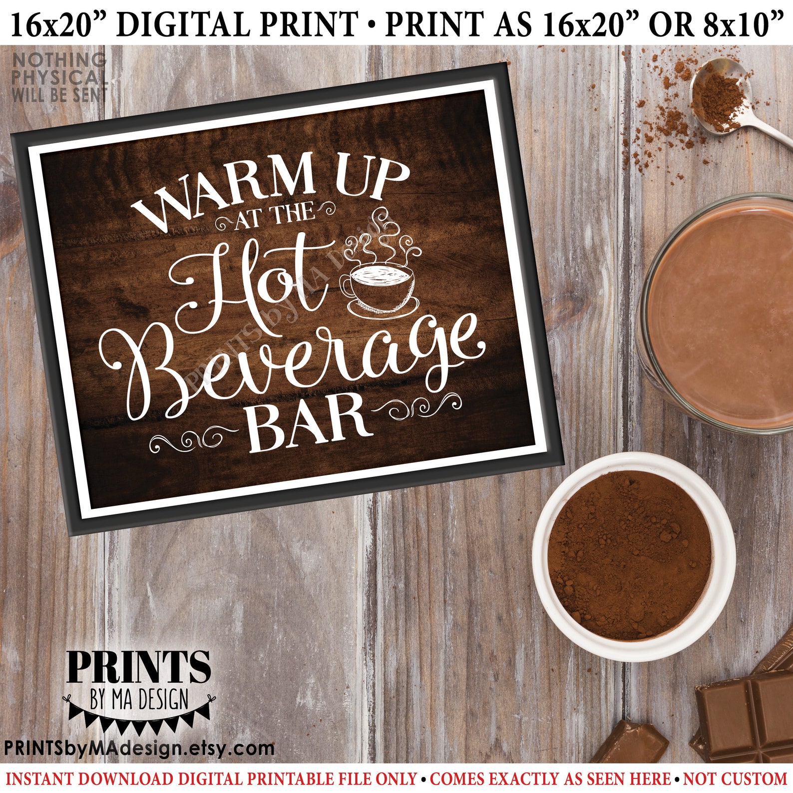 Warm up at the Hot Beverage Bar Sign Coffee Tea Hot | Etsy
