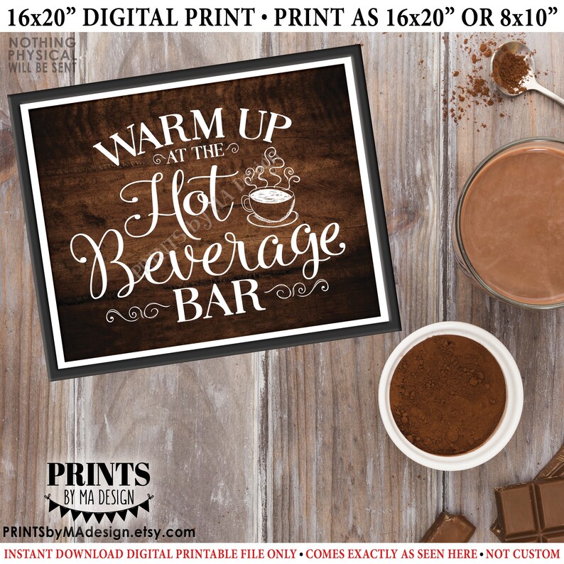 Warm up at the Hot Beverage Bar Sign Coffee Tea Hot | Etsy