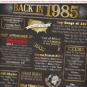 Back in 1985 Poster Board Flashback to 1985 Remember 1985 - Etsy