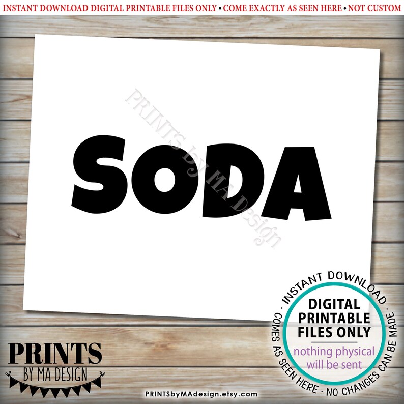 Beverage Signs Drink Station Bundle Package Soda Water - Etsy
