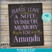 Please Leave a Note Wish or Memory Sign, Write a Message Sign ...