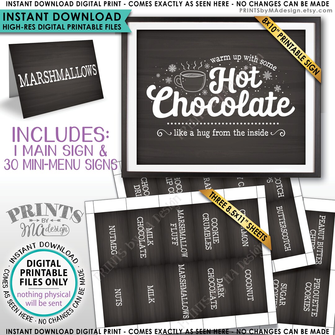 Hot Chocolate Kit, Build Your Own Hot Cocoa Ingredients Labels, Winter ...