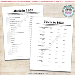 1953 Party Games, Back in the Year 1953 Trivia, Flashback to '53 Games ...