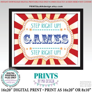 Carnival Games Sign, Step Right Up, Birthday Party Activities, Festival ...