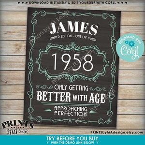 Vintage Birthday Sign, Better With Age, Custom Name/year/color ...