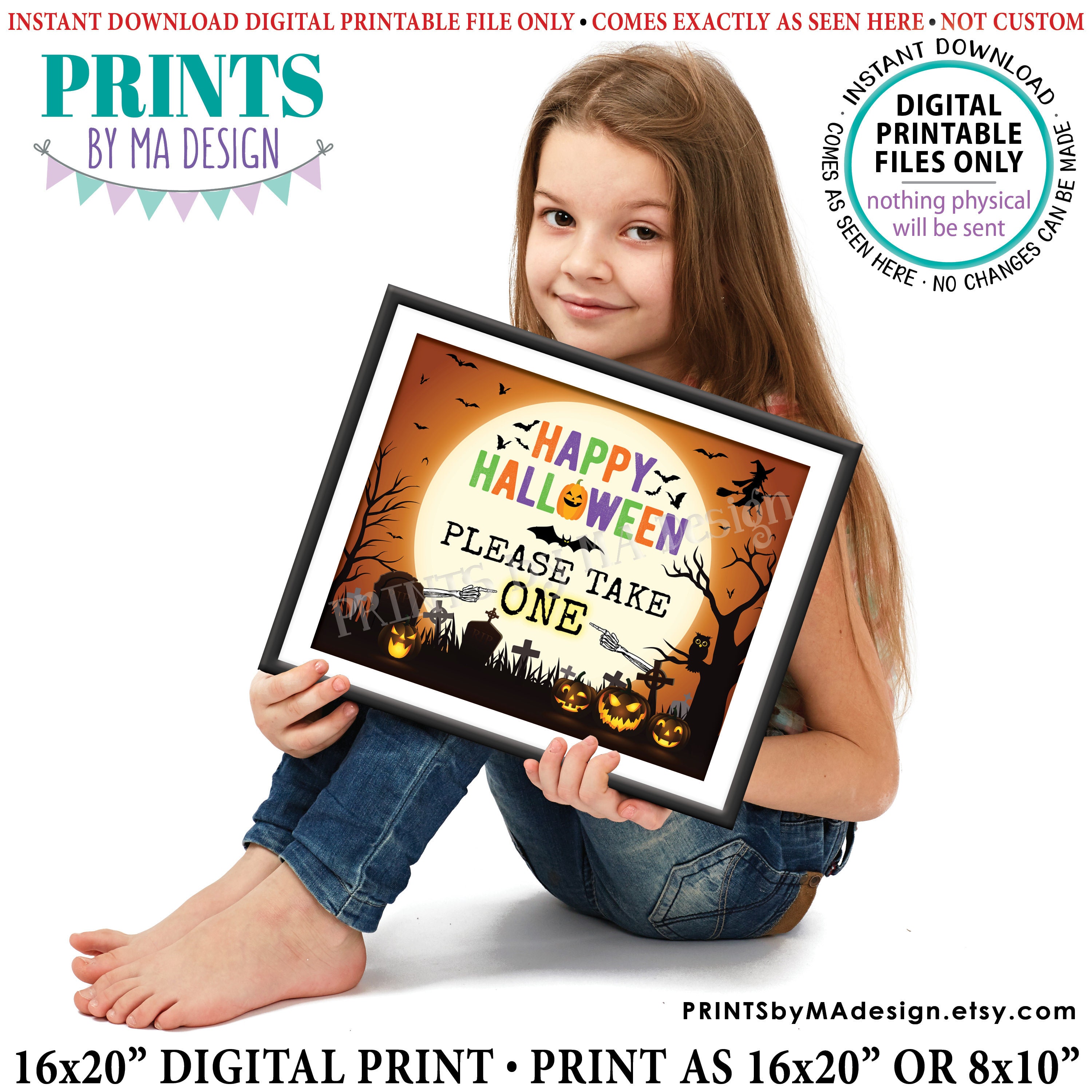 Please Take One Candy Sign Happy Halloween Trick-or-treat - Etsy