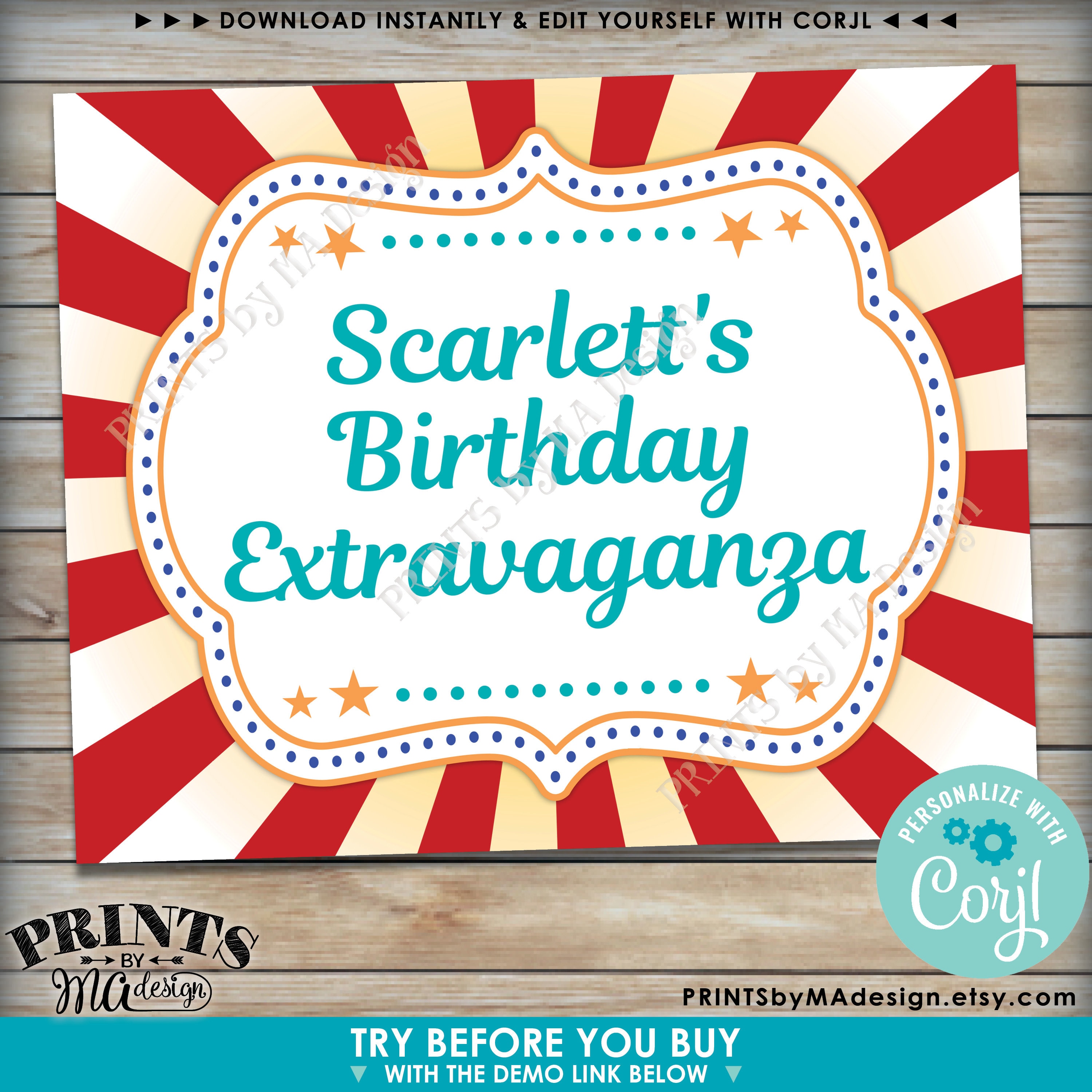 Editable Carnival Signs, Circus Theme Birthday Party, Make Up to 10 ...