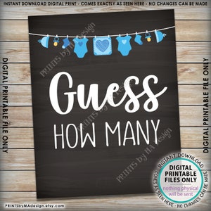 Guess How Many Sign, Guess the Number Baby Shower Game Guessing Game ...