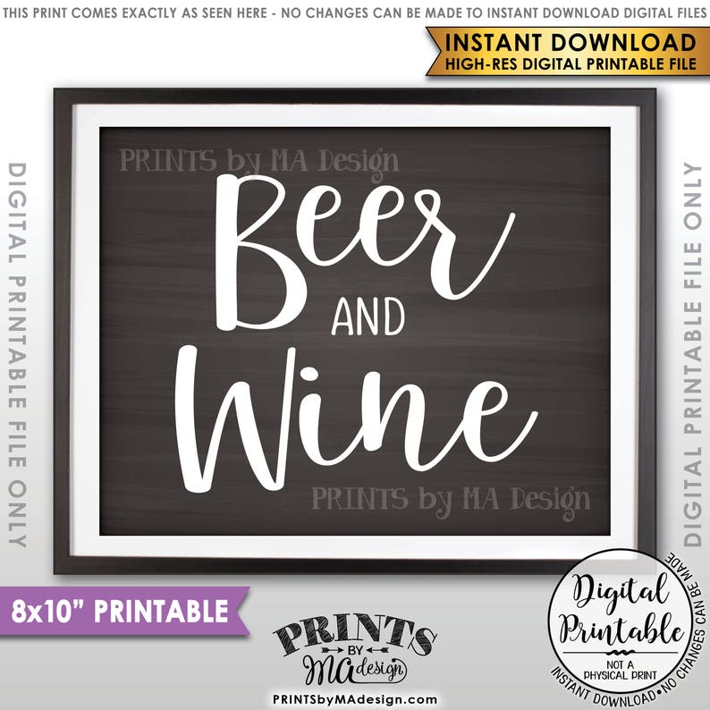Beer and Wine Sign, Bar Sign, Beer & Wine, Beverage Station, Drinks ...