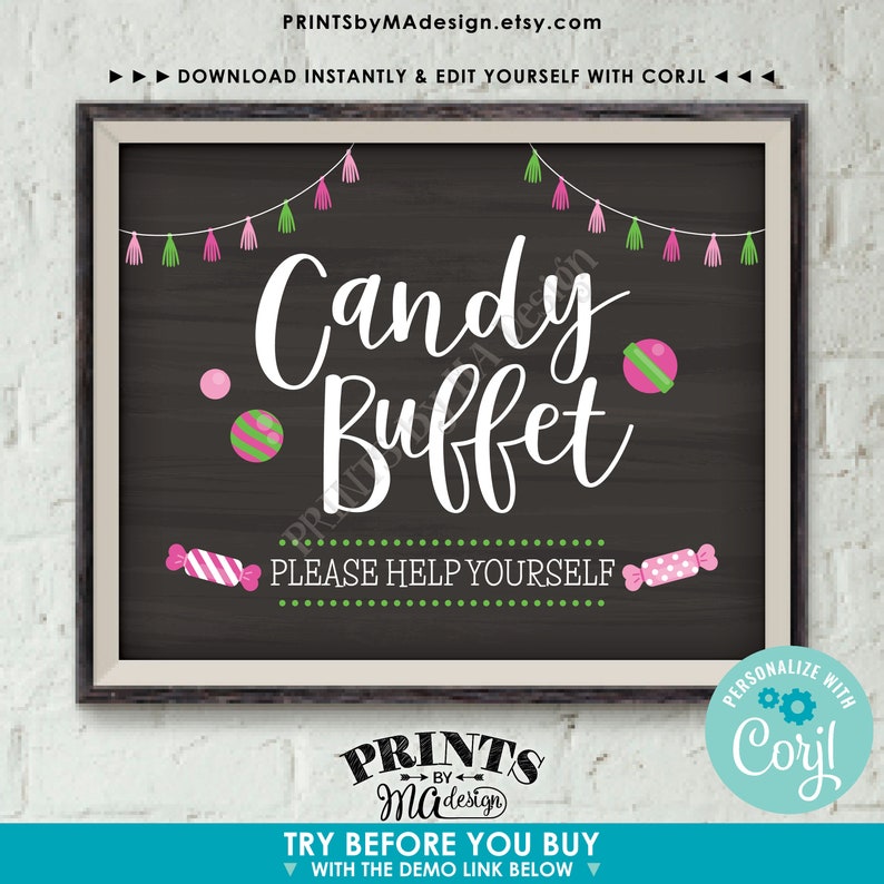 Candy Buffet Sign Please Help Yourself Birthday Graduation - Etsy