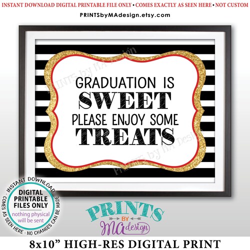 Graduation Sweet Treat Sign Black & Gold Foil Printable - Etsy