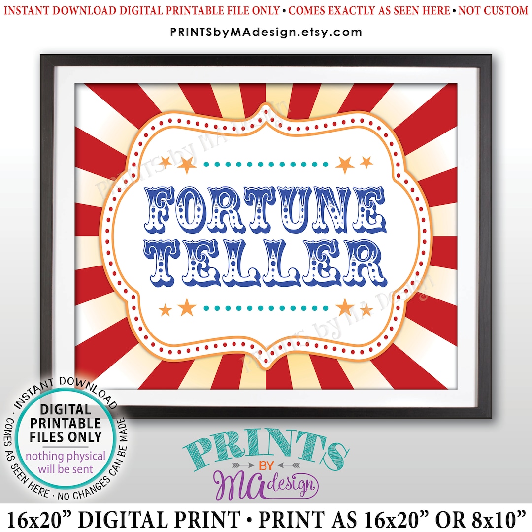 Fortune Teller Carnival Party Sign, Carnival Games, Circus Party ...