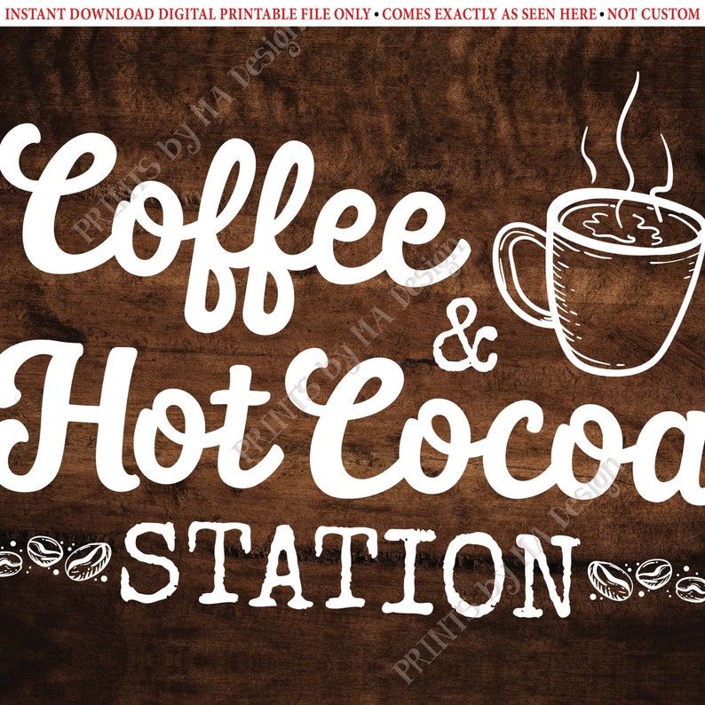 Coffee and Hot Cocoa Station Sign Hot Chocolate Bar Coffee - Etsy